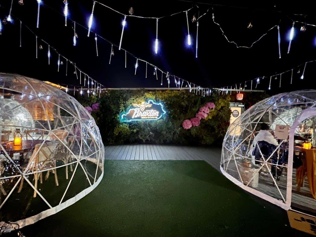 Relax at the Rooftop Igloo Bar at Braxton Brewing Co. Near Cincinnati, OH