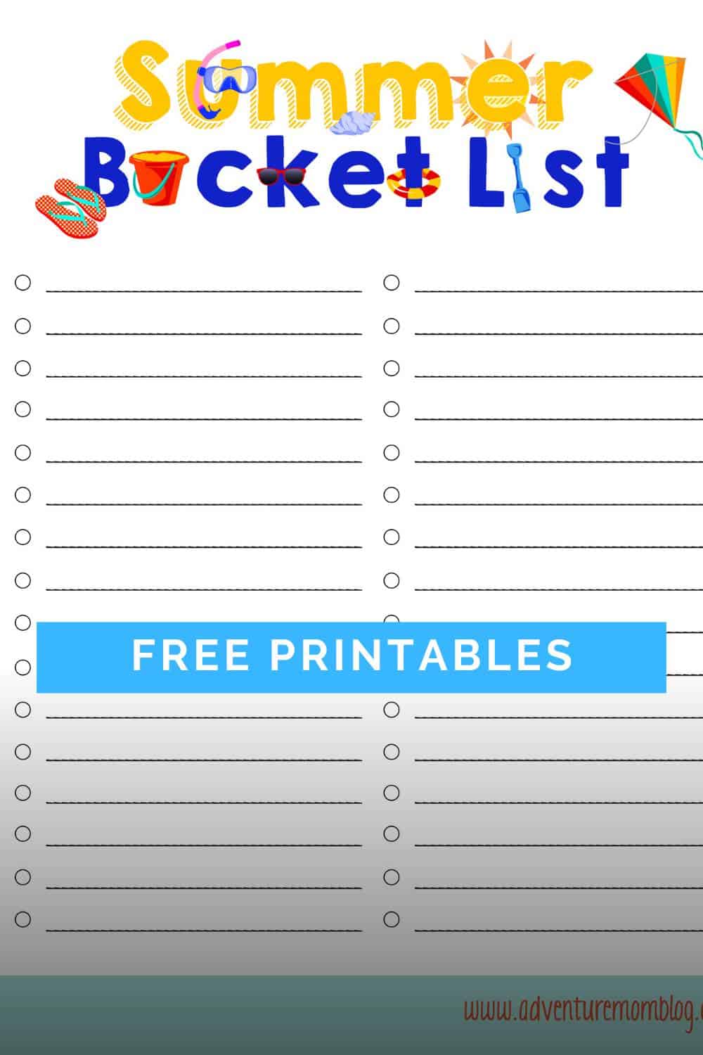 Create Your Own Summer Bucket List - Free Printables